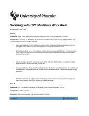 Working With CPT Modifiers Worksheet Docx Working With CPT Modifiers Worksheet Complete Parts