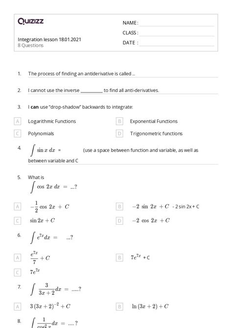 50 Derivatives Of Logarithmic Functions Worksheets On Quizizz Free