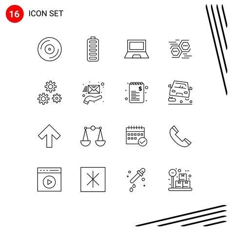 User Interface Pack Of 16 Basic Outlines Of Configuration Hexagon Devices Data Connect Editable