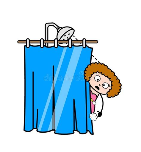 Cartoon Young Lady Taking Shower Stock Illustration Illustration Of