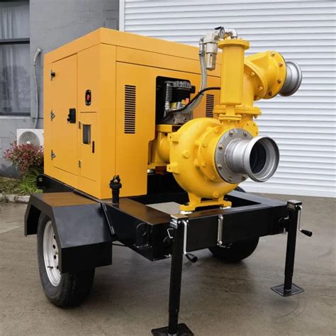 Trailer Mounted Self Priming Trash Pump Diesel Engine With Drainage