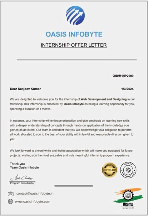 Sanjeev Kumar On Linkedin Oasisinfobyte Oasisinfobyteinternship