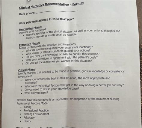 Solved Clinical Narrative Documentation Format Date Of