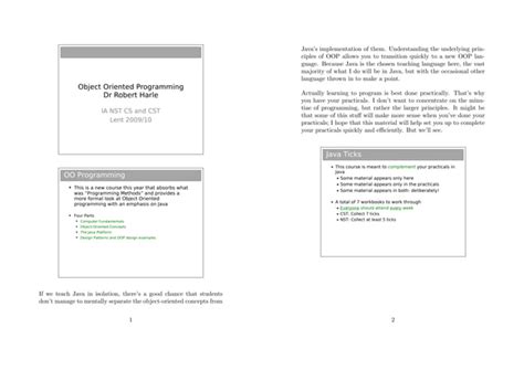 Object Oriented Programming Dr Robert Harle Ppt