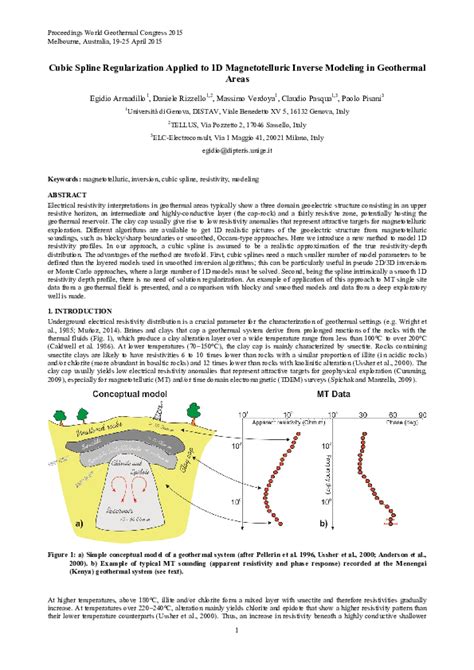 Pdf Cubic Spline Regularization Applied To 1 D Magnetotelluric Inverse Modeling In Geothermal