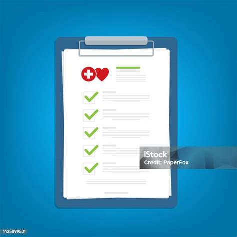 의료 보고서 의료 문서 건강 보험 개념 플랫 디자인 벡터 일러스트레이션 개념에 대한 스톡 벡터 아트 및 기타 이미지 개념