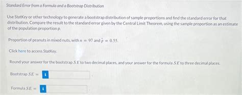 Solved Standard Error From A Formula And A Bootstrap