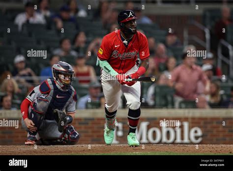 Atlanta Braves Michael Harris Ii 23 Singles To Right Field In The Eighth Inning Of A Baseball
