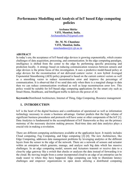 Pdf Performance Modelling And Analysis Of Iot Based Edge Computing