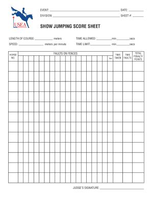 USEA Show Jumping Score Sheet 2017 2024 Fill And Sign Printable