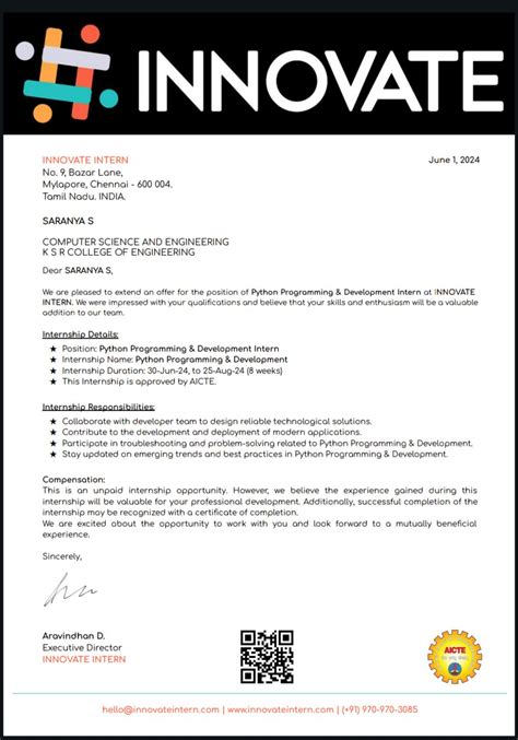 Saranya S On Linkedin Innovate Internship Innovation