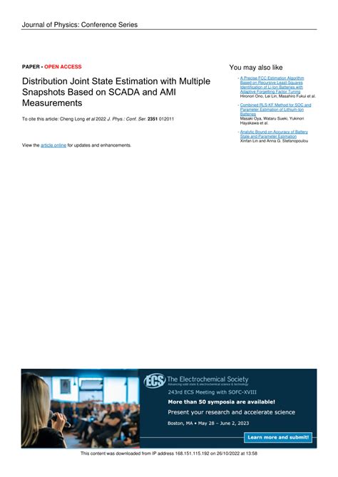 Pdf Distribution Joint State Estimation With Multiple Snapshots Based On Scada And Ami