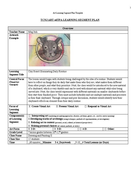 Learning Segment Plan Template Fall 2016 Edtpa Pdf Watercolor