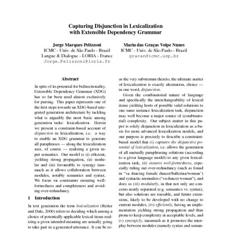 Capturing Disjunction In Lexicalization With Extensible Dependency