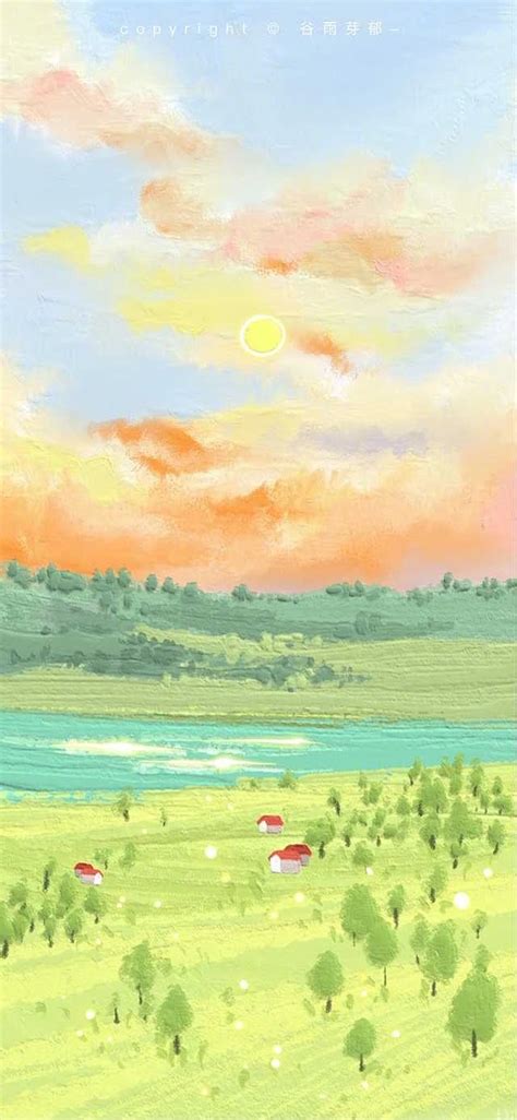 插画 治愈风景油画 Via：谷雨芽郁 花瓣网
