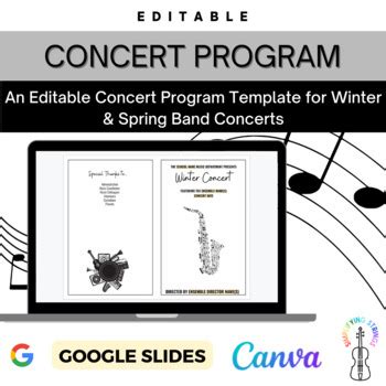 EDITABLE Concert Program Template For Band By Simplifying Strings