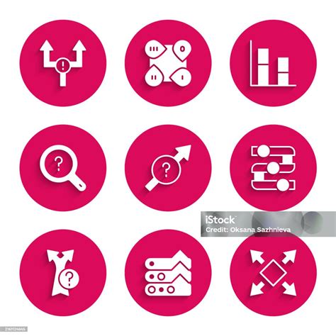 화살표 그래프 차트 다이어그램 다양한 방법 방향 화살표 알 수 없는 검색 및 아이콘을 설정합니다 벡터 0명에 대한 스톡 벡터 아트 및 기타 이미지 Istock