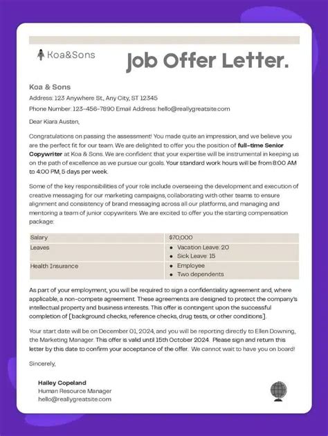 Offer Letter Sample