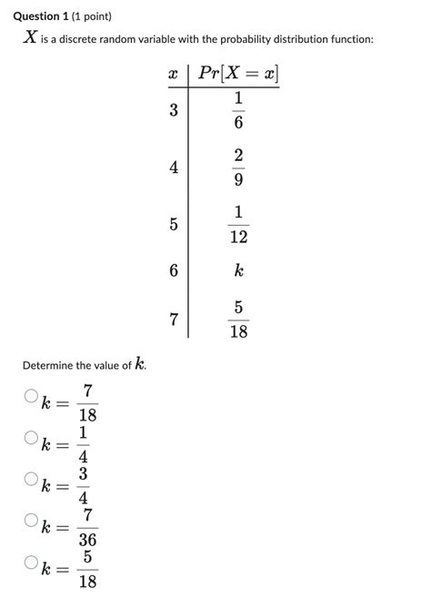 Solved Question 1 1 ﻿pointx Is ﻿a Discrete Random Variable