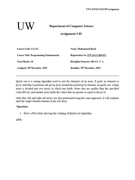 Pf Assignment 3 Uw 23 Cs Bs 100 Pdf Computer Programming