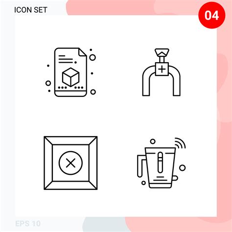 Vector Pack Of 4 Icons In Line Style Creative Outline Pack Isolated On White Background For Web