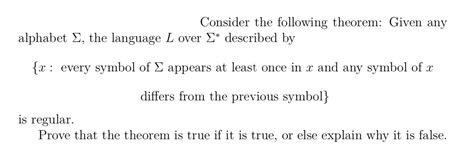 Consider The Following Theorem Given Any Alphabet E Chegg Com
