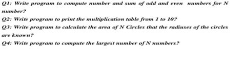 Solved Q1 Write Program To Compute Number And Sum Of Odd