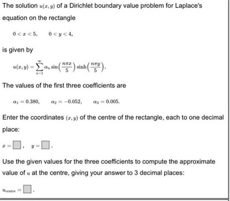 solved the solution u x y of a dirichlet boundary value