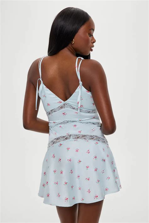 Frankies Bikinis Sedona Satin Lace Mini Dress Tiny Bouquet Ad Hoc
