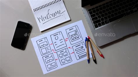 Website Design Wireframe Examples Of Web And Mobile Wireframe Sketches Printable Stock Photo By