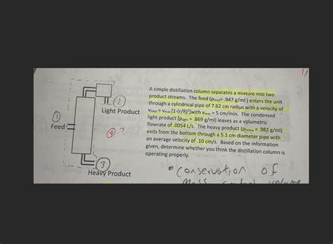 A Simple Distillation Column Separates A Mixture Into