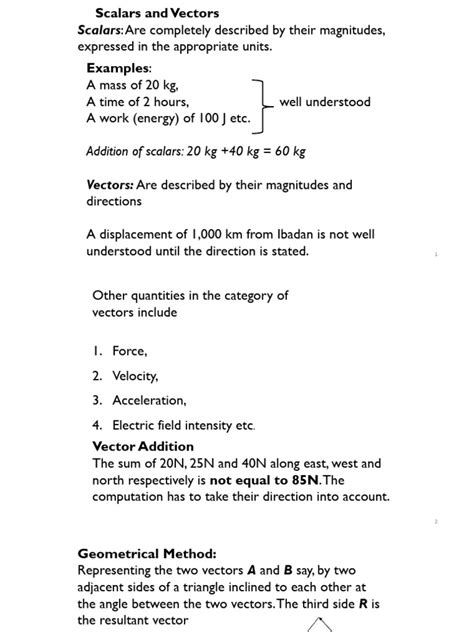 3 4 Scalar Vectors Kinematics Pdf
