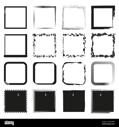 Assorted Frame Set Various Border Styles Collection Of Square Frames Vector Illustration Eps