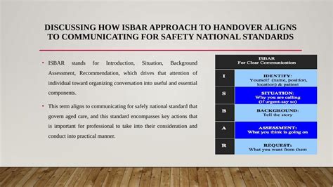 Isbar Approach To Handover And Communicating For Safety National Standards