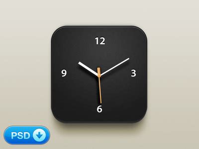 Beautiful Clock IOS Icon Freebbble