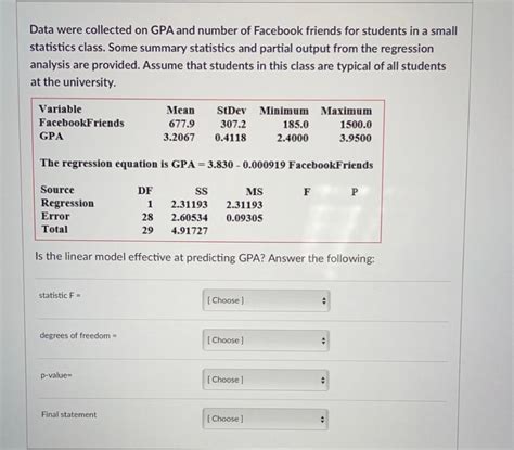 Solved Data Were Collected On Gpa And Number Of Facebook