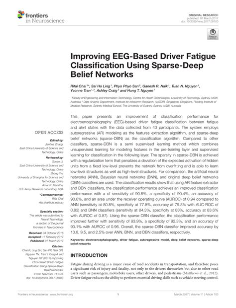 PDF Improving EEG Based Driver Fatigue Classification Using Sparse Deep Belief Networks