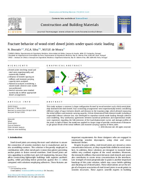 Pdf Fracture Behavior Of Wood Steel Dowel Joints Under Quasi Static Loading