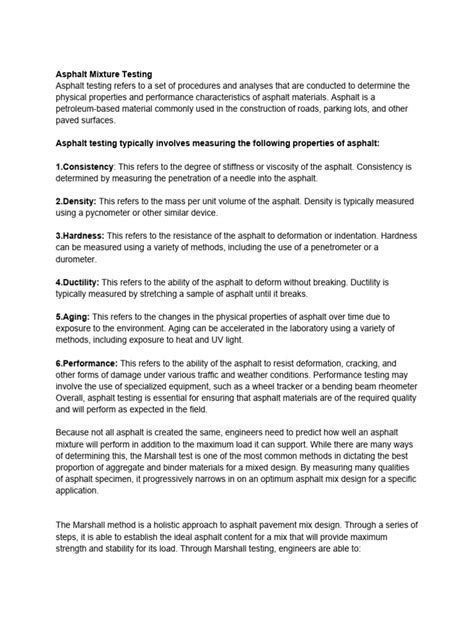 Asphalt Testing For Engineers Pdf Road Surface Road