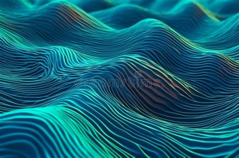 Ai Generative 3d Render Abstract Colorful Background With Wavy Lines And Waves Stock
