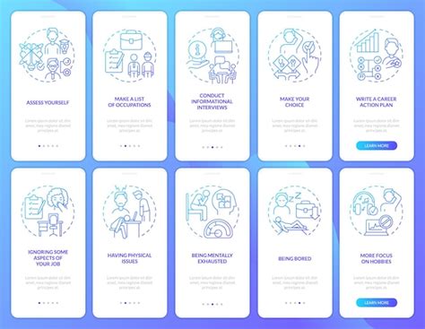 Premium Vector Choosing Right Career Blue Gradient Onboarding Mobile App Screen Set