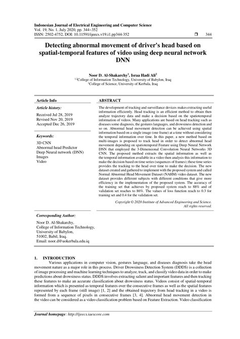 pdf detecting abnormal movement of driver s head based on spatial