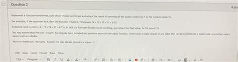 Solved Implement A Function Named Rootsum Which Receive An