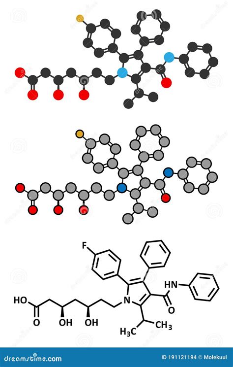 Atorvastatin Cholesterol Lowering Drug Statin Class Molecule Stock Vector Illustration Of
