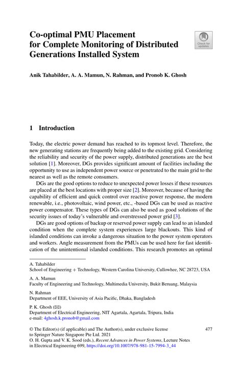 Pdf Co Optimal Pmu Placement For Complete Monitoring Of Distributed