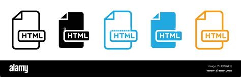 Html Script Icon Logo Sign Vector Outline In Black And White Color