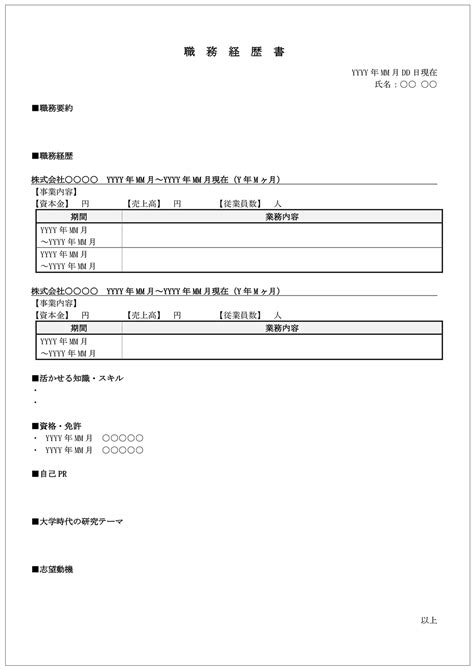 職務経歴書の書き方 グリーンジョブのエコリク