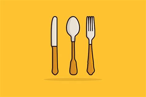 숟가락 칼 및 포크 벡터 일러스트 레이 션 프리미엄 벡터