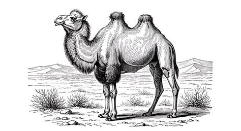 Vintage Engraving Of A Majestic Two Humped Camel Stock Illustration