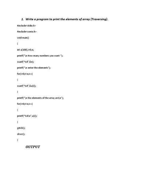 Write A Program To Print The Elements Of Array Traversing Pdf
